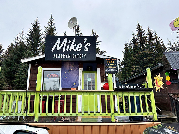 Welcome to Mike's Alaskan Eatery, where the lime green railings are as bright as the flavors inside. This cozy cabin-meets-food-truck vibe is your gateway to culinary bliss in Homer.