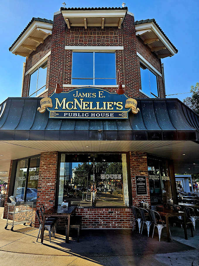 A beacon of comfort in the heart of OKC! McNellie's brick facade and welcoming sign promise a taste of Ireland with an Oklahoma twist.