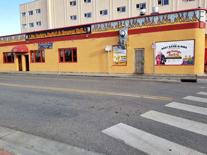 Welcome to flavor town, Alaska-style! Big Daddy's Barbecue brings the heat with its flame-adorned exterior, promising a smoky paradise within.