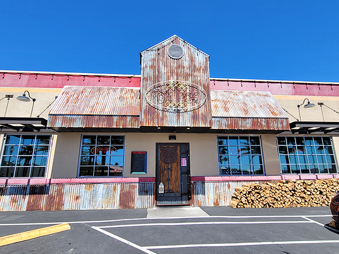 Welcome to BBQ paradise! Fox Smokehouse BBQ's rustic exterior promises a flavor-packed journey that'll make you forget you're in the desert.