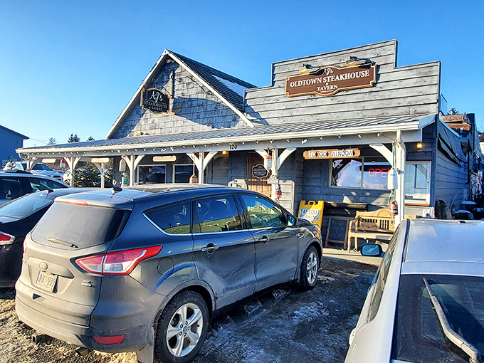 A rustic charm that's more inviting than a warm blanket on a chilly Alaskan night. AJ's OldTown Steakhouse beckons with its cozy wooden exterior and promise of meaty delights within.