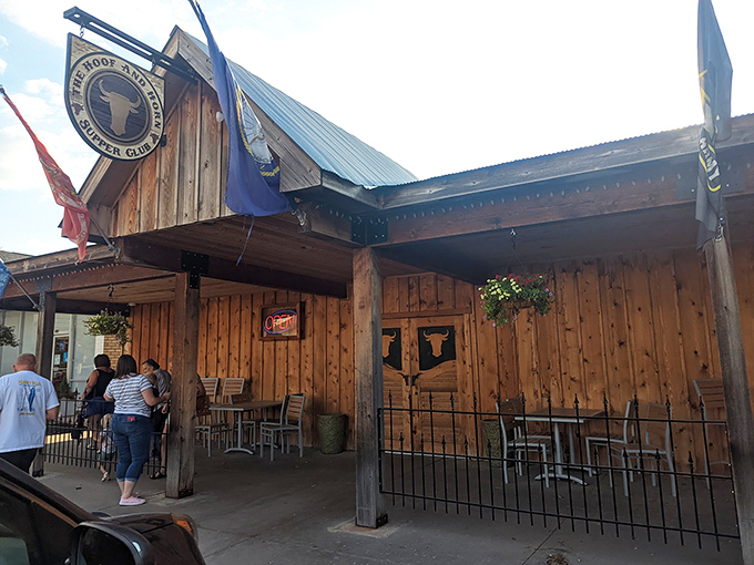 Welcome to beef paradise! The Hoof & Horn's rustic exterior promises a carnivorous adventure that'll make your taste buds do a happy dance.