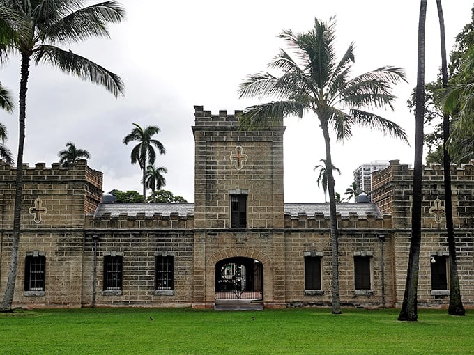 A castle in Hawaii? You bet! This regal entrance proves paradise isn't just about beaches and mai tais. 