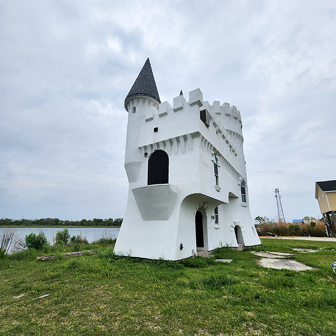 A fairytale come to life! This whimsical white castle stands proudly against the Louisiana sky, proving dreams really do come true – even in the bayou.