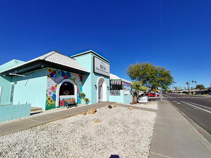 A mint-green oasis in the desert! BEG Bakery & Creamery's exterior is as inviting as a cool breeze on a hot Arizona day.