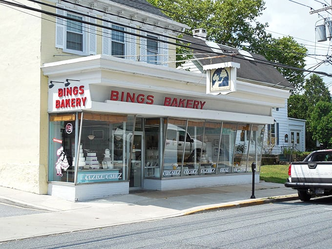 A slice of Americana with a side of sugar! Bing's Bakery stands proud, its yellow facade a beacon of sweetness in Newark's heart.