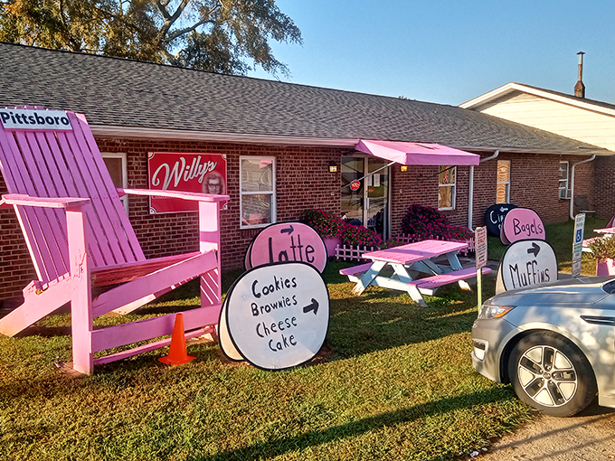 Pink paradise or pastry wonderland? Willy's exterior is a siren call to sweet-toothed travelers, with its cheerful hues and promise of sugary delights.