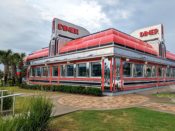 Step into a time machine disguised as a diner! The Sunliner's gleaming exterior promises a journey back to the golden age of American cuisine.