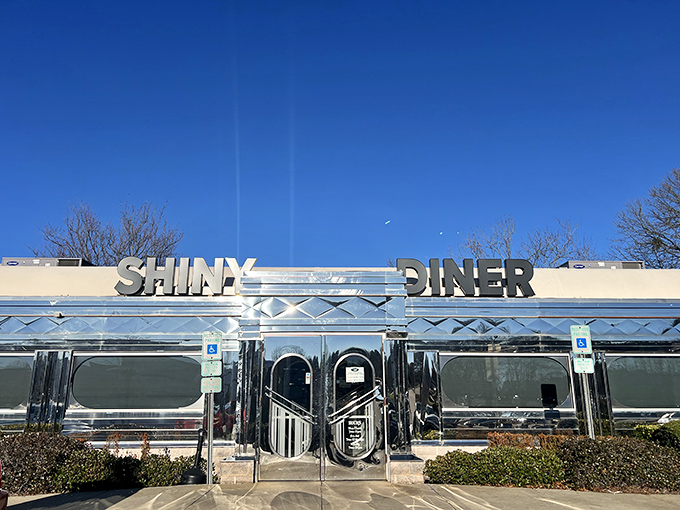 Chrome-plated dreams and waffle-scented wishes! The Shiny Diner gleams like a beacon of comfort food, beckoning hungry travelers with its retro charm. 