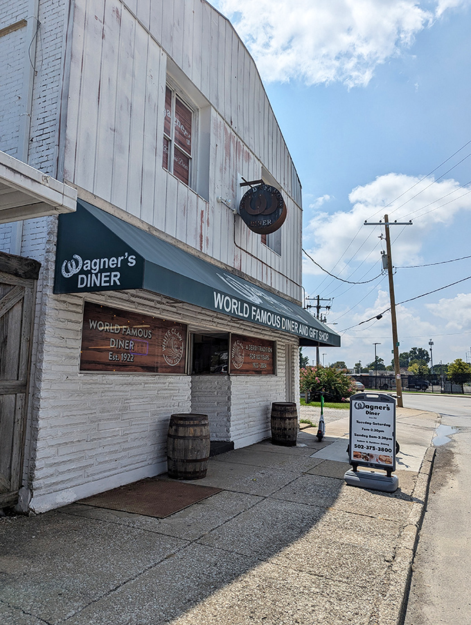 Step into a time machine disguised as a diner! Wagner's exterior promises a journey through Kentucky's culinary and racing history.