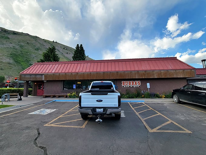 Welcome to Bubba's, where the red roof beckons like a barbecue beacon in the shadow of the Tetons. Meat lovers, prepare for nirvana!