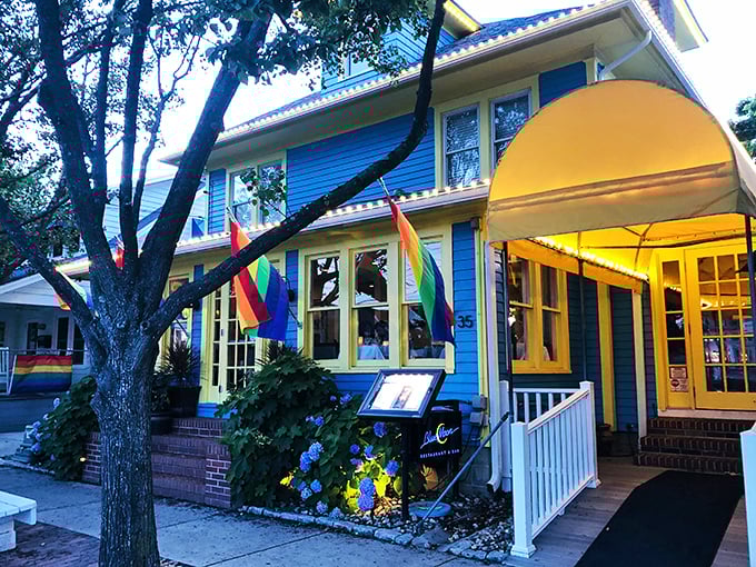 A Victorian charmer that's more colorful than a beach umbrella convention! Blue Moon's exterior is a feast for the eyes, with its vibrant hues and welcoming porch.