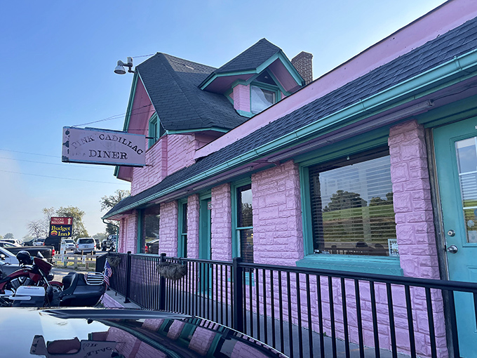 Pink isn't just a color, it's a state of mind at this retro wonderland. The Pink Cadillac Diner's exterior promises a journey back to the fabulous fifties!