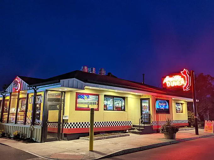 Step back in time! B'Ville Diner's yellow exterior and retro signage promise a nostalgic journey that'll make you want to dust off your poodle skirt.
