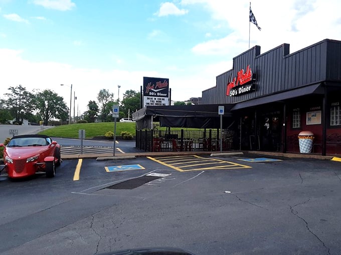 "Welcome to milkshake paradise! Hot Rods 50's Diner is where nostalgia meets neon, and classic cars come to life on the walls."
