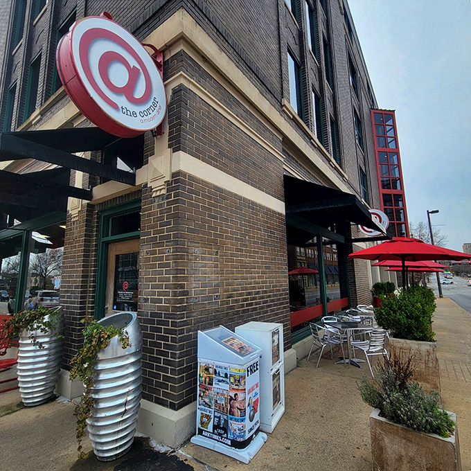 Step into a world where retro charm meets modern flair! @ The Corner's vibrant red umbrellas beckon you to a culinary adventure that's as inviting as a warm hug.