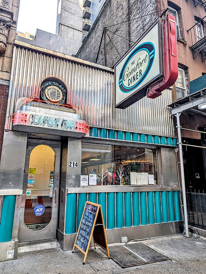 Step into a time machine disguised as a diner! The Comfort Diner's retro sign promises a journey back to when calories were just numbers and neon was king.