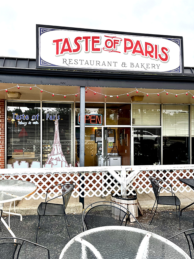 A taste of Paris, right in the heart of Illinois! This charming façade promises culinary delights that'll transport you faster than a Concorde jet.