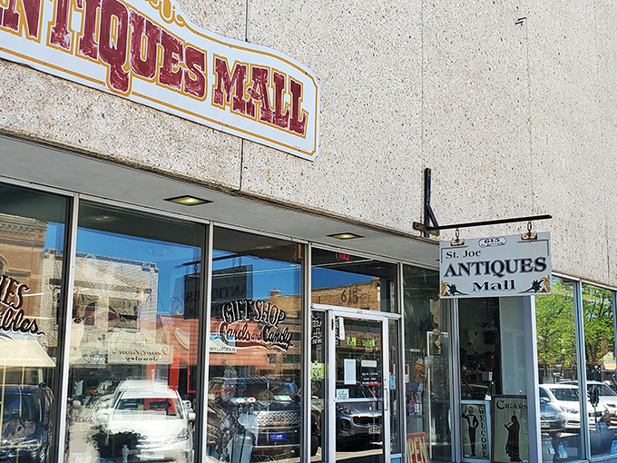 Welcome to the time machine! St. Joe Antiques Mall's unassuming exterior hides a treasure trove of nostalgia waiting to be discovered.
