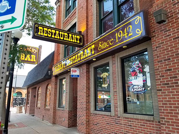 Step into a time machine disguised as a restaurant! The Albany's brick facade promises a journey through flavors and eras.