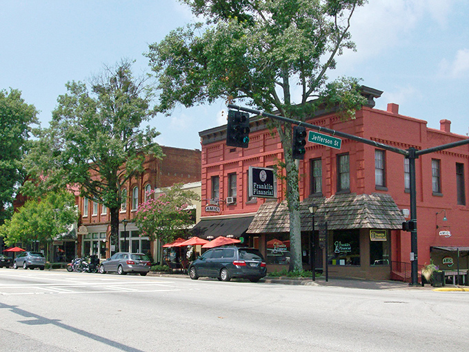 Welcome to Madison, where history and charm collide! This quaint corner could be a movie set for "Gilmore Girls: Southern Edition."
