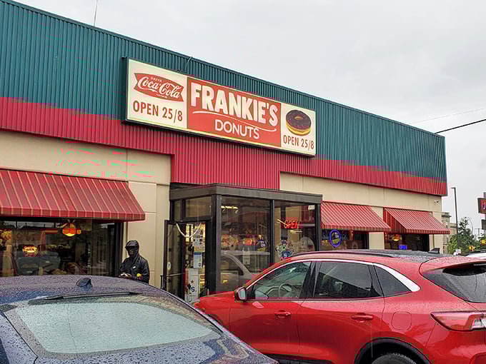 Welcome to Frankie's, where the neon sign shines brighter than your diet plan's hopes and dreams!