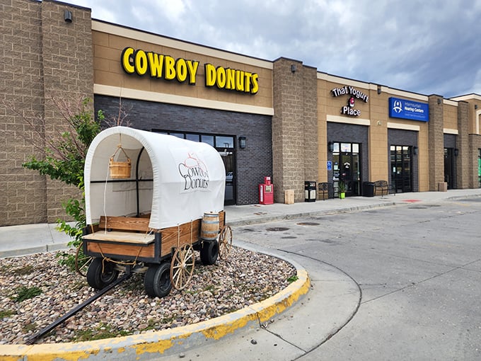Yeehaw! This isn't your average donut rodeo. Cowboy Donuts' bright yellow sign promises a sweet adventure in the heart of Rock Springs.