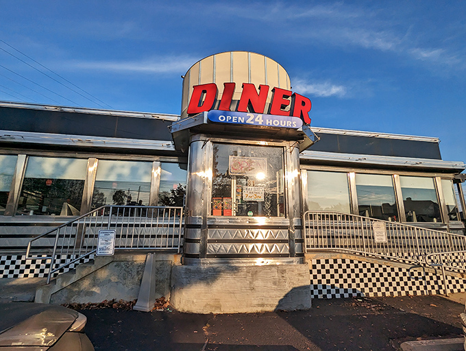 Step into a time machine disguised as a diner! This chrome-clad beauty is where nostalgia meets your breakfast cravings.
