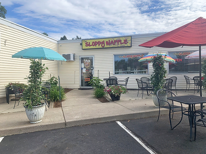 Welcome to waffle wonderland! The Sloppy Waffle's cheerful exterior promises a breakfast adventure that'll make your taste buds do a happy dance.