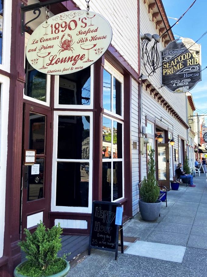 A beacon of culinary delight! This charming exterior promises a feast for the senses, with its inviting glow and classic small-town charm. 