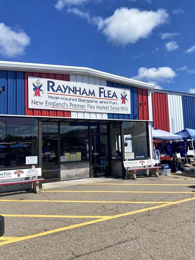 Welcome to the treasure hunter's paradise! Raynham Flea Market's outdoor area is a sea of pop-up tents and endless possibilities.