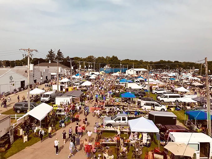 A sea of tents, treasures, and bargain hunters as far as the eye can see. Welcome to the Elkhorn Antique Flea Market, where one person's junk becomes another's joy!