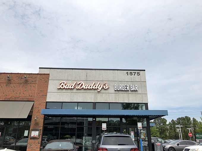 Welcome to burger paradise! Bad Daddy's exterior promises a feast for the senses, with its bold signage beckoning hungry patrons like a siren's call to sailors.