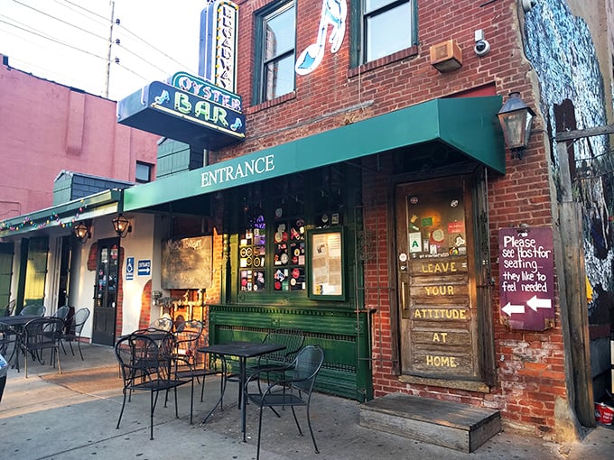 Welcome to flavor town! Broadway Oyster Bar's exterior is a siren song of neon and promise, beckoning seafood lovers and adventurers alike.