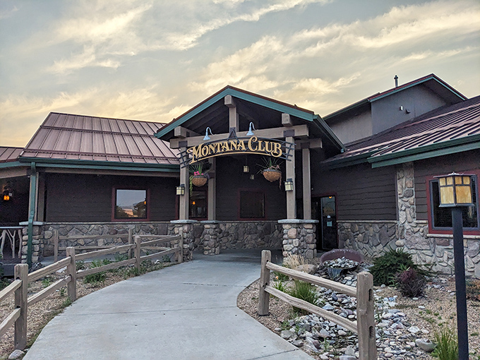 Welcome to the Montana Club, where rustic charm meets culinary adventure! This inviting exterior promises a feast for both your eyes and taste buds.