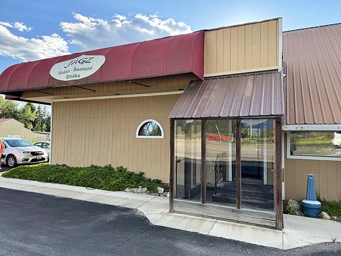 Welcome to Jagz, where the exterior might say "Montana barn," but the sign promises a seafood adventure that'll make you forget you're landlocked.