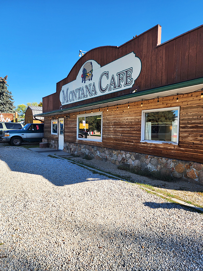 Welcome to the Montana Caf&eacute;, where the buffalo roam... right onto your plate! This charming exterior promises a feast of epic proportions inside. 