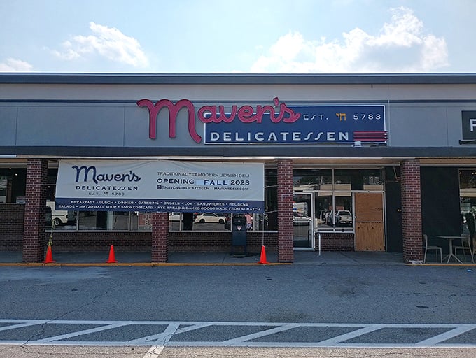 Welcome to sandwich paradise! Maven's exterior promises a feast for the senses, with its playful purple sign and inviting storefront. Deli dreams start here, folks!