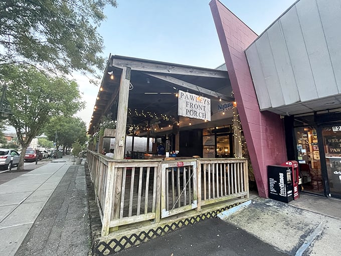Welcome to burger paradise! This charming porch isn't just for rocking chairs&mdash;it's where culinary dreams come true.