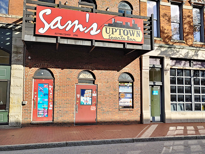 A beacon of flavor in the heart of Charleston! Sam's Uptown Caf&eacute;'s vibrant sign promises a culinary adventure that'll make your taste buds do the Charleston.