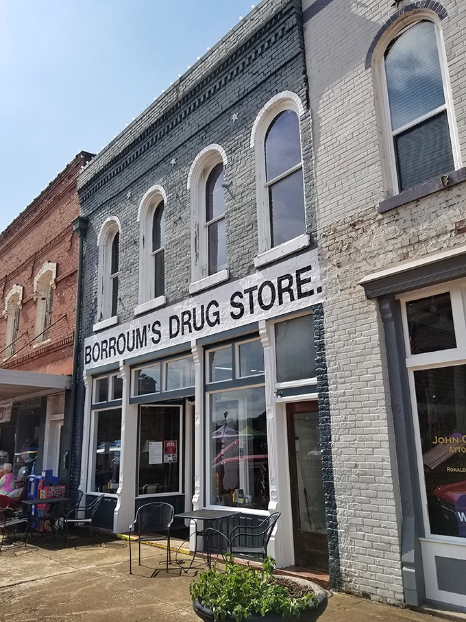 Step back in time! Borroum's Drug Store looks like it was plucked straight out of a Norman Rockwell painting, promising nostalgic charm and classic American treats.