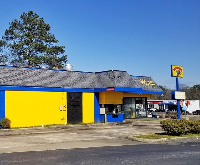 A splash of sunshine on the Birmingham food scene! This vibrant yellow and blue exterior promises a flavor fiesta inside.