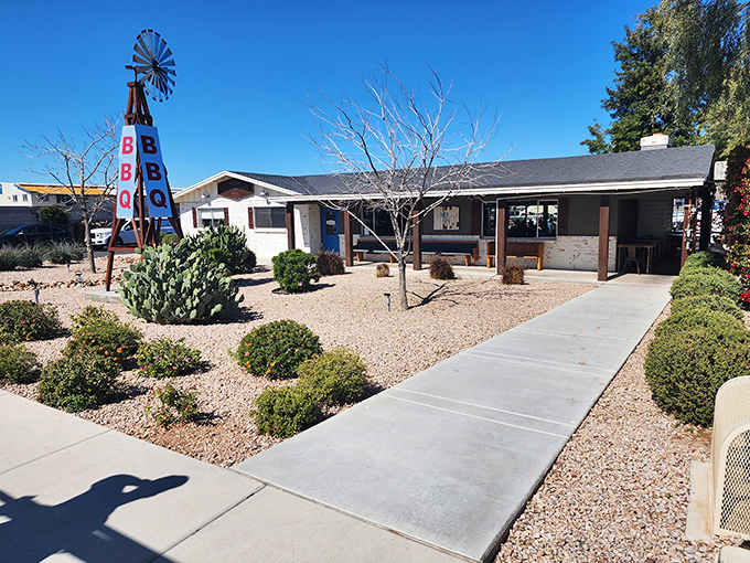 Welcome to BBQ paradise! This unassuming exterior hides a smoky treasure trove that'll make your taste buds do a happy dance.
