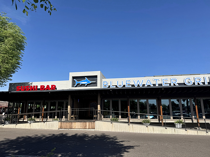 A seafood oasis in the desert? Bluewater Grill's sleek exterior promises a wave of culinary delights, making you forget you're landlocked in Phoenix.