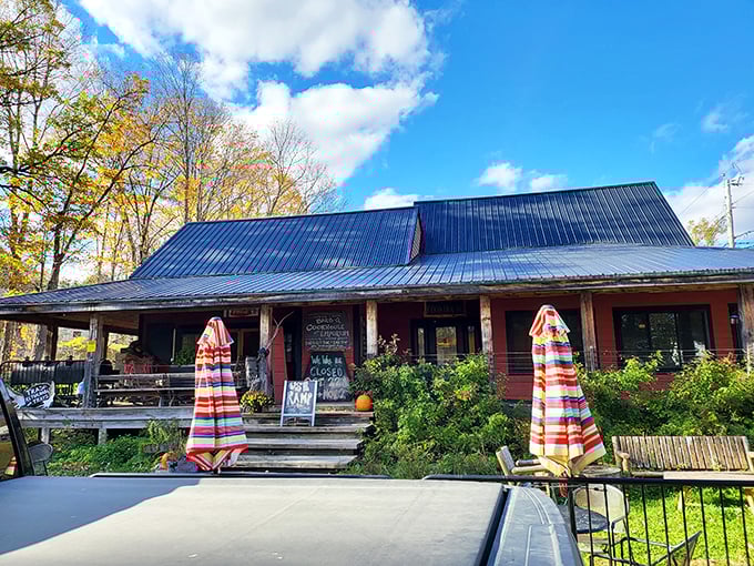A rustic red beacon of barbecue bliss, this charming eatery looks like it was plucked straight from a Norman Rockwell painting. 
