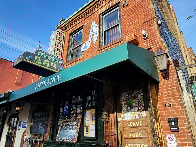 Welcome to flavor town! Broadway Oyster Bar's exterior is a siren song of neon and promise, beckoning seafood lovers and adventurers alike.