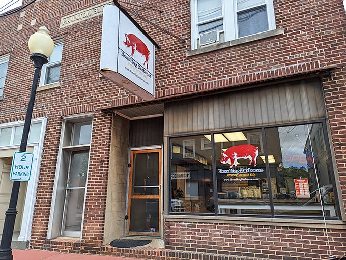 Welcome to hog heaven! Boss Hog Barbecue's unassuming exterior hides a world of smoky delights, proving you can't judge a book by its brick cover.