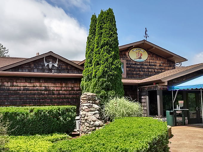 Ahoy, seafood lovers! The Nordic's shingle-clad exterior is like a treasure chest waiting to be opened. X marks the spot for delicious adventures!