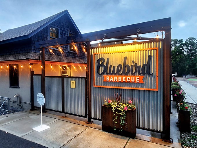 Welcome to barbecue paradise! Bluebird Barbecue's unassuming exterior hides a world of smoky delights, proving you can't judge a book by its cover &ndash; or a restaurant by its siding.