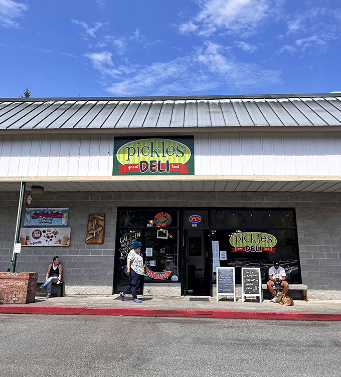 Welcome to sandwich paradise! Pickles Deli's cheerful exterior promises great food and doesn't disappoint. It's like finding a pot of gold at the end of a delicious rainbow.